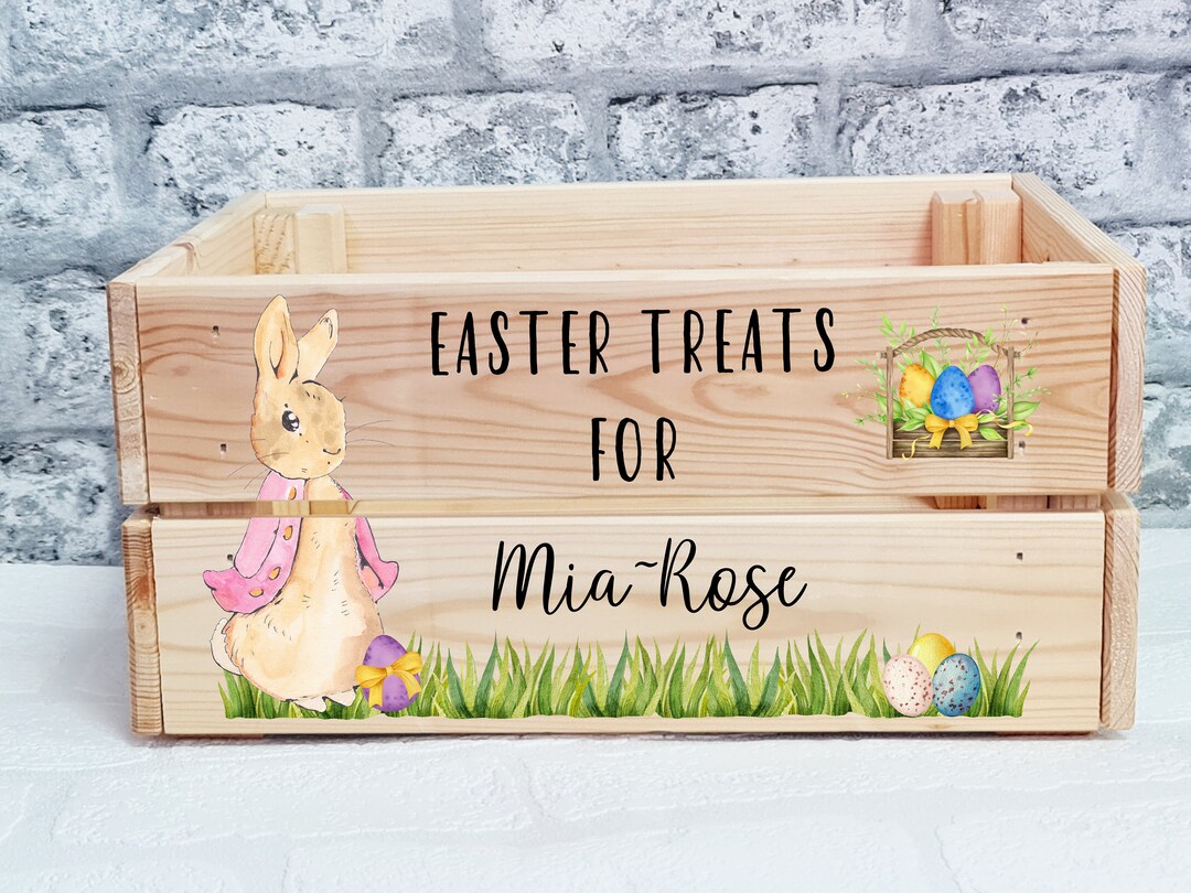 Personalised Easter Box , Personalised Easter Crate, Wooden Easter ...