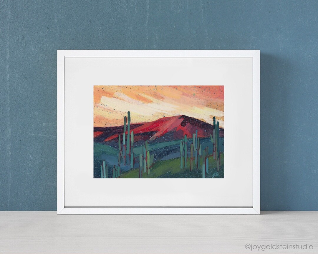 Saguaro Sunrise Print - Saguaro Painting - Southwest Landscape Print ...