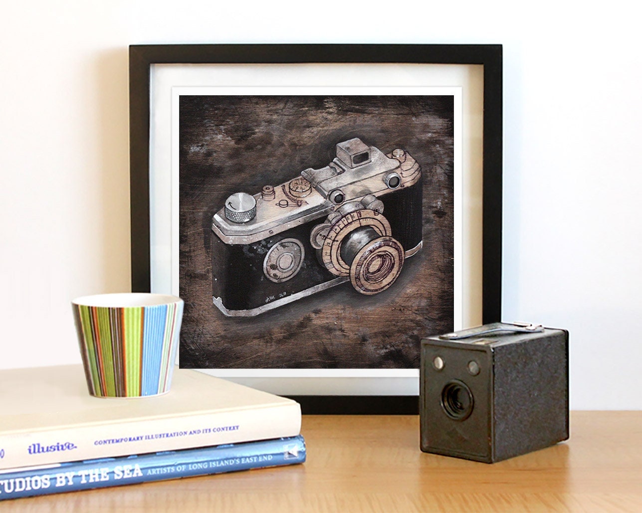Vintage Camera Fine Art Print 8x8 Photographer Gift Classic Black ...