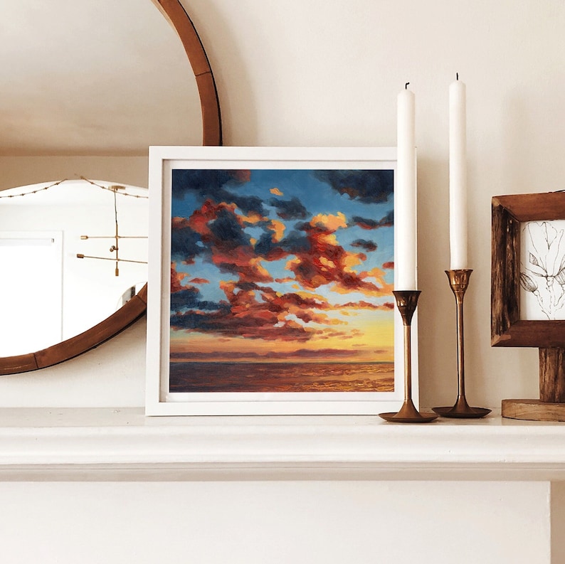 Sunset Sea Art Print Ocean Clouds at Sunset Dramatic Coastal Art Sunset ...