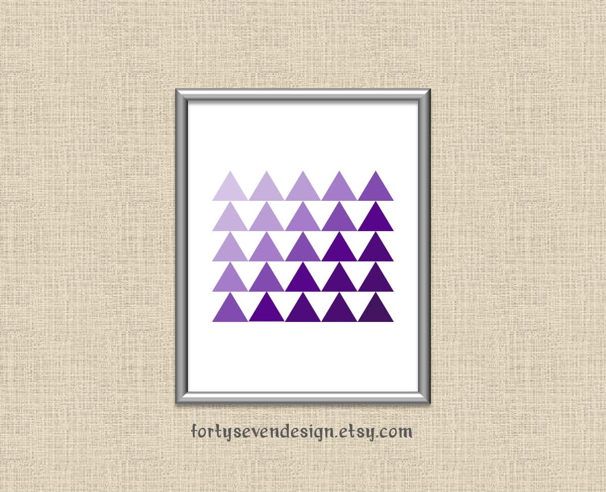 Purple Ombre Gradient Modern Geometric Triangle Minimal Printable Wall ...