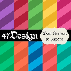 Bold Stripes Digital Scrapbook Paper 10 12x12 300dpi Jpeg Jpg Printable ...