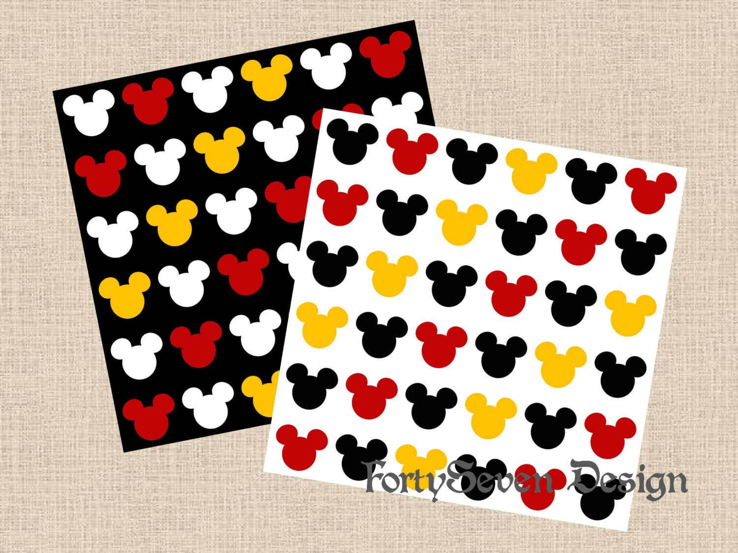 Mickey Mouse Digital Scrapbook Paper 14 12x12 300dpi Jpeg Jpg - Etsy
