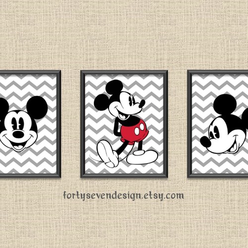 DIGITAL DOWNLOAD Classic Mickey Mouse Printable Wall Art Set - Etsy