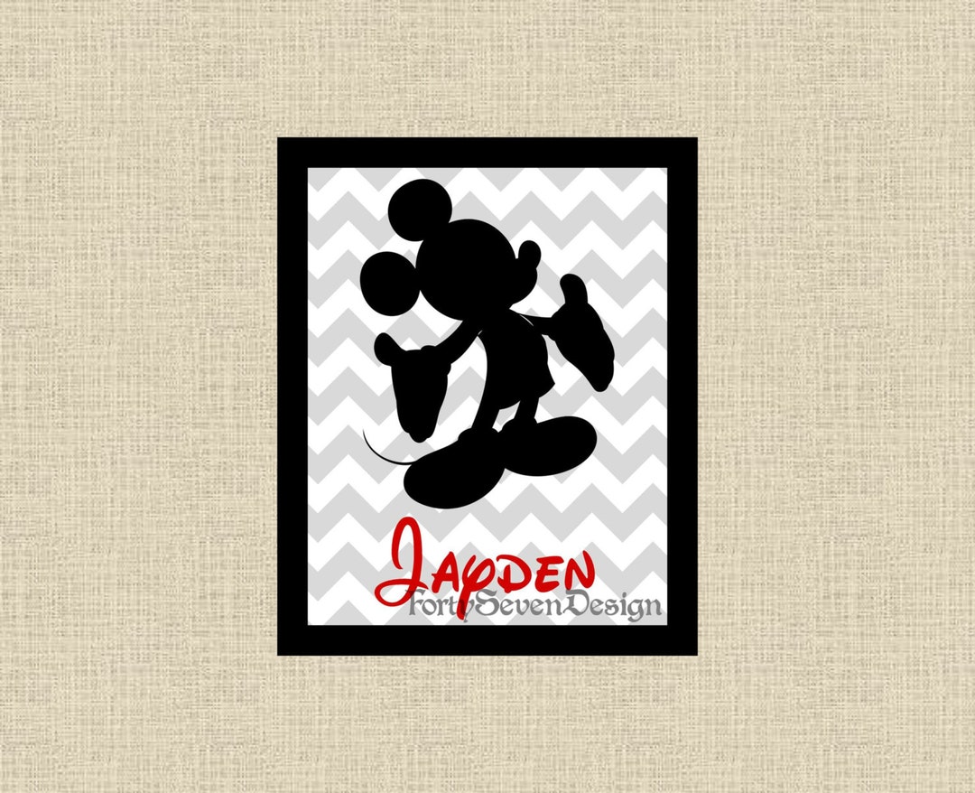 Mickey Mouse Chevron Custom Name Printable Wall Art - Etsy