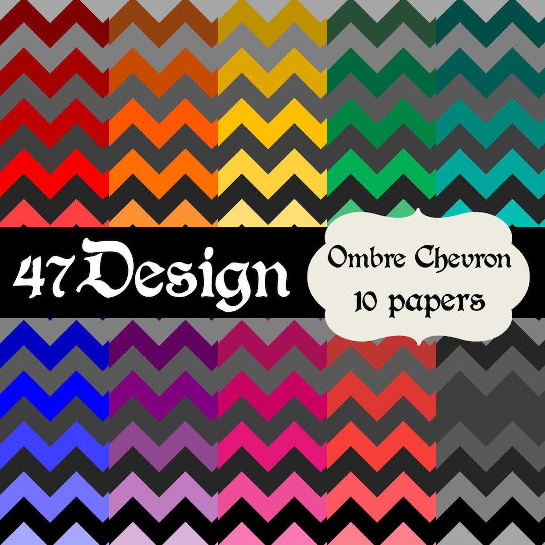 Ombre Chevron Digital Scrapbook Paper 10 12x12 300dpi Jpeg Jpg ...