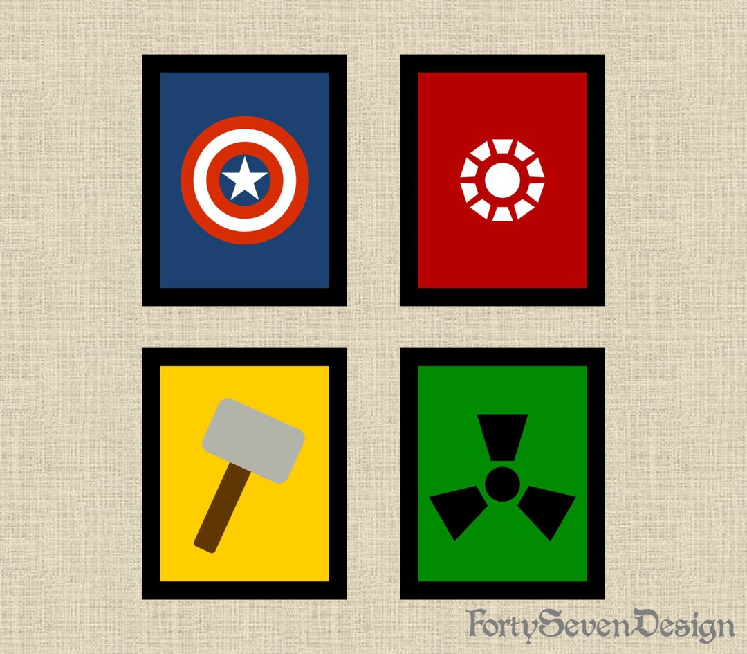 Marvel Avengers Inspired Minimal Printable Wall Art - Etsy