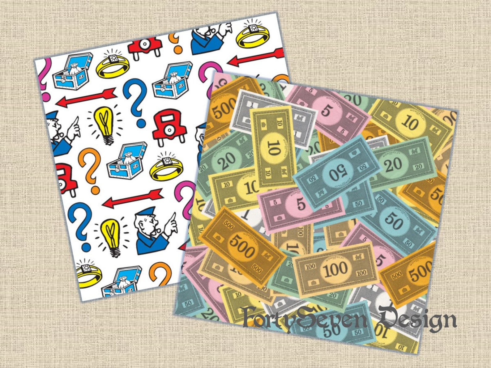 Monopoly Themed Digital Scrapbook Paper 14 12x12 300dpi Jpeg Jpg ...