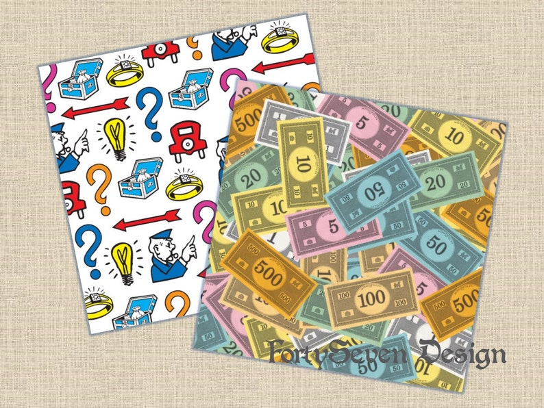 Monopoly Themed Digital Scrapbook Paper 14 12x12 300dpi Jpeg - Etsy UK