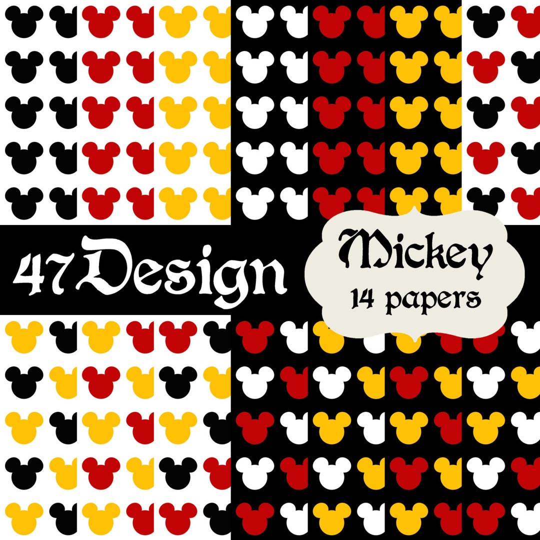 Mickey Mouse Digital Scrapbook Paper 14 12x12 300dpi Jpeg Jpg Printable ...