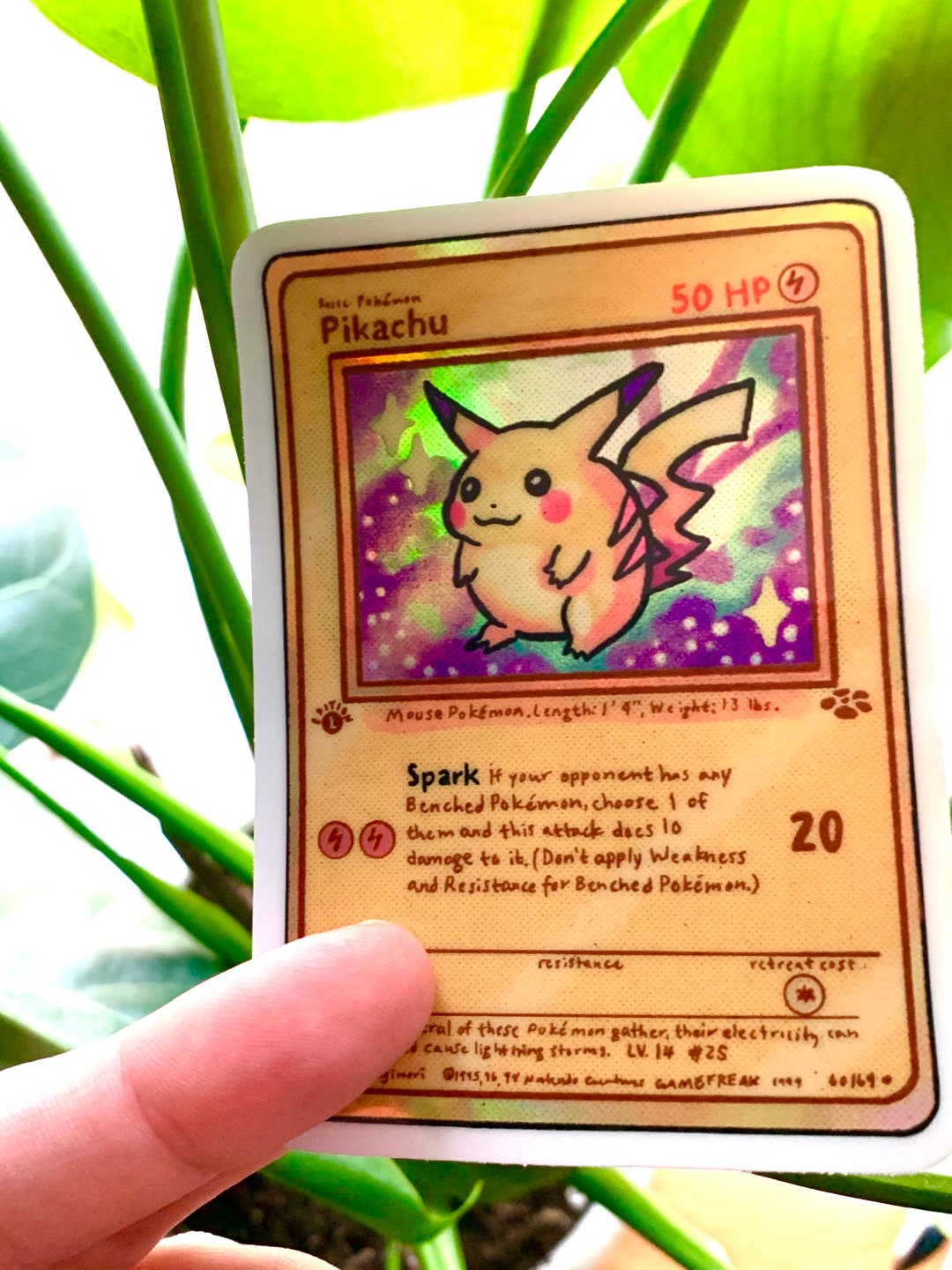 First Generation Holographic Pikachu Pokémon Card Vinyl 2.5x3.5 Sticker ...