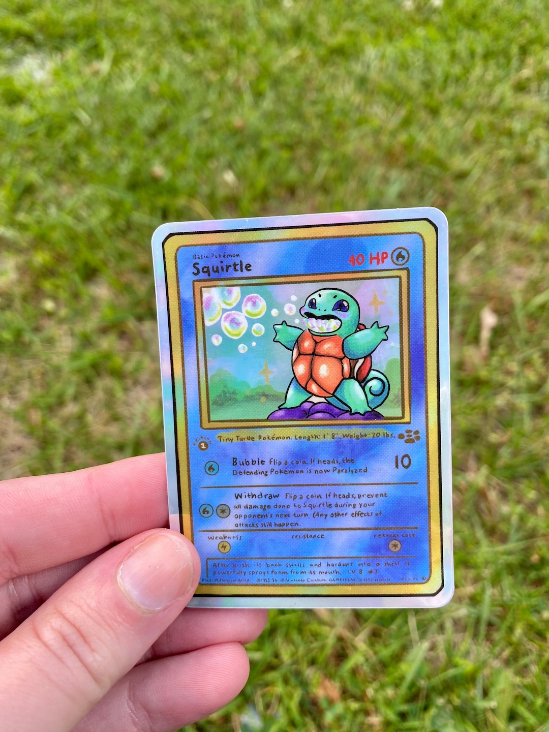 First Generation Holographic Squirtle Pokémon Card Vinyl 2.5x3.5 ...
