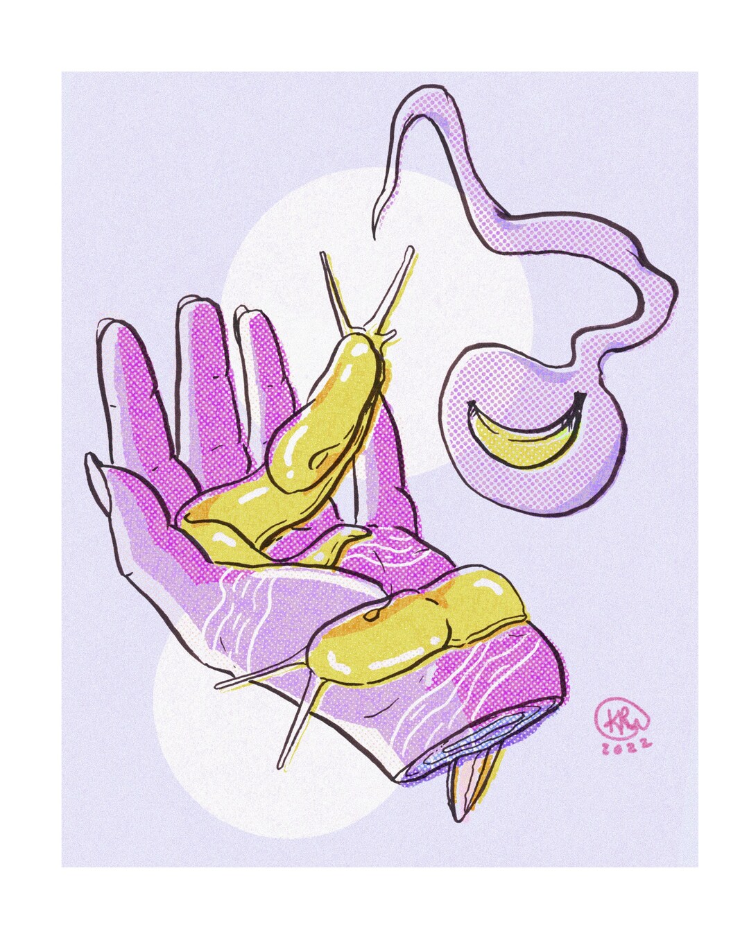 Banana Slug Hand Digital Art Print 8x10 Inches - Etsy