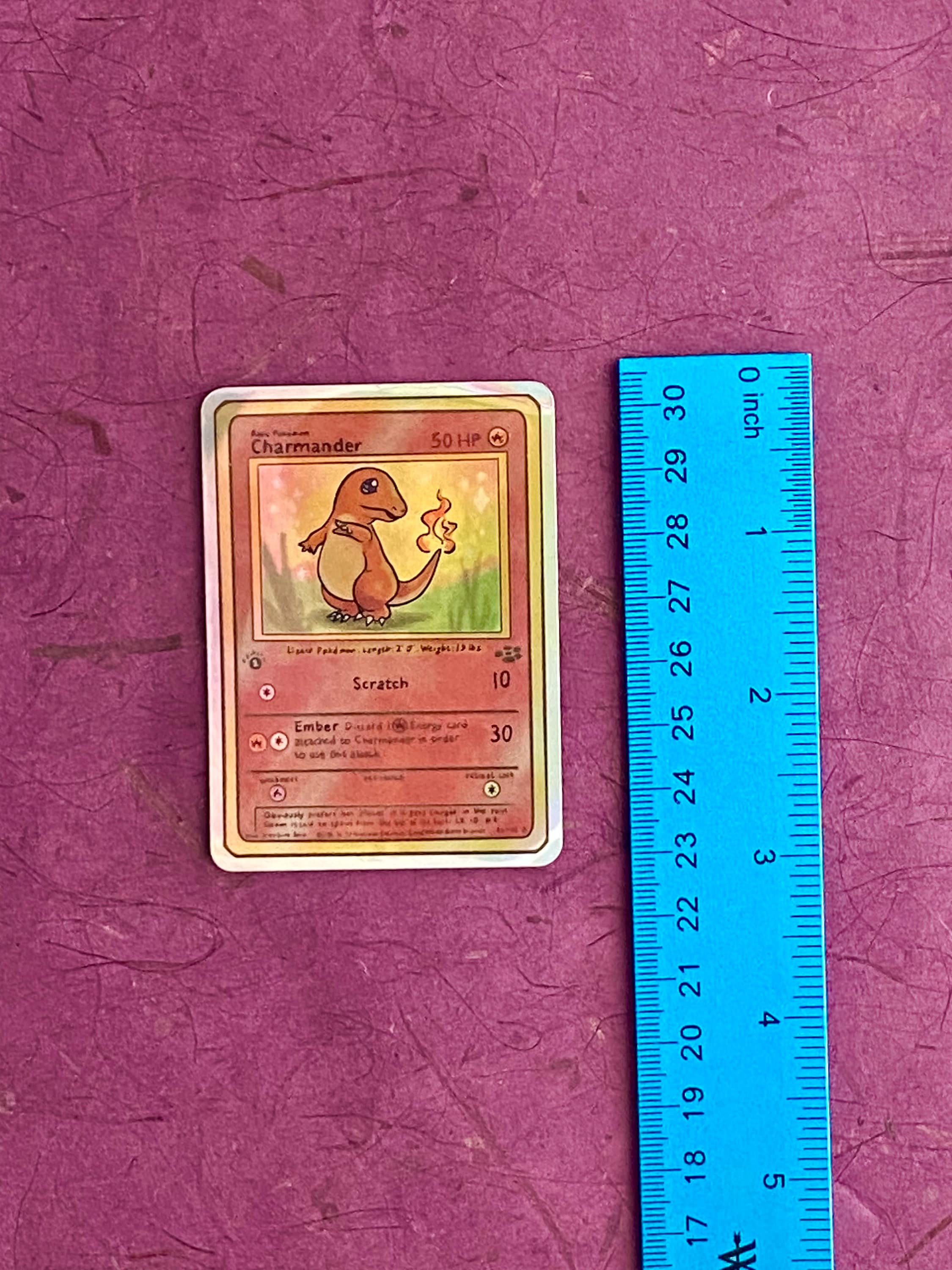 First Generation Holographic Charmander Pokémon Card Vinyl 2.5x3.5 ...