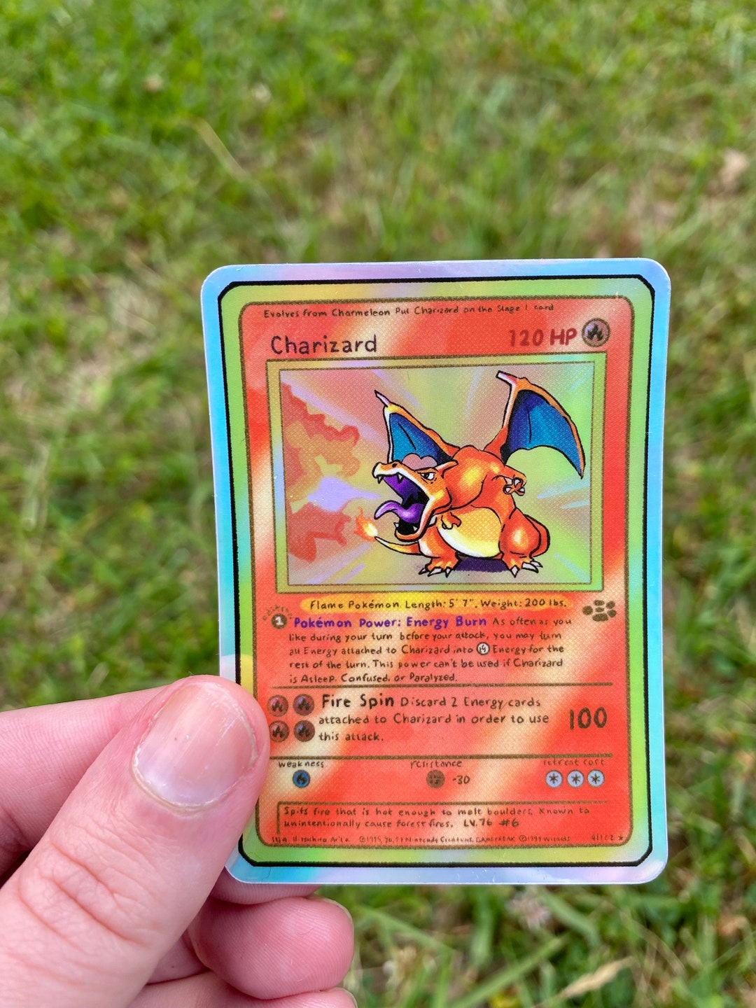 First Generation Holographic Charizard Pokémon Card Vinyl 2.5x3.5 ...