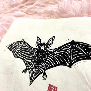 5x7 Bat Lino Block Print - Etsy