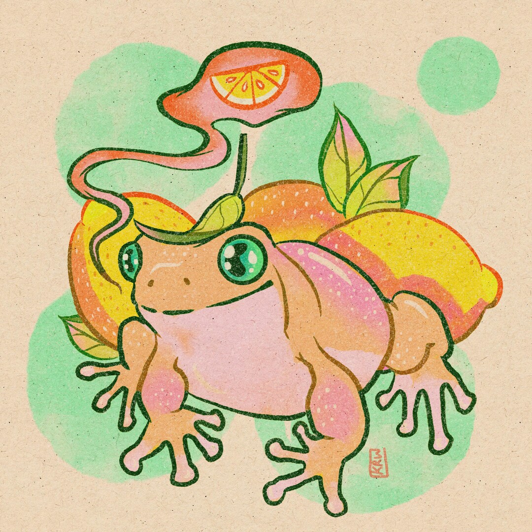 Lemon Frog Digital Art Print 8x8 Inches - Etsy