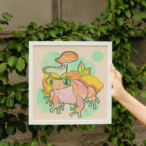 Lemon Frog Digital Art Print 8x8 Inches - Etsy