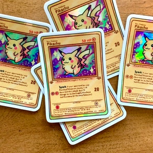 First Generation Holographic Pikachu Pokémon Card Vinyl 2.5x3.5 Sticker ...