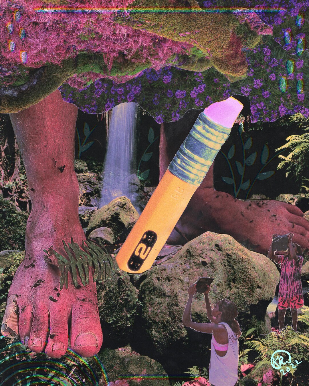 Pencil and Feet Analog Collage Digital Art Print 8x10 Inches - Etsy