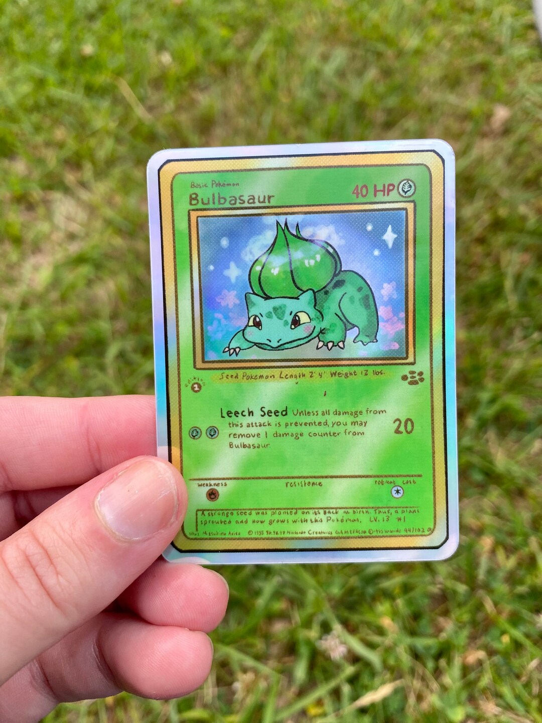 First Generation Holographic Bulbasaur Pokémon Card Vinyl 2.5x3.5 ...