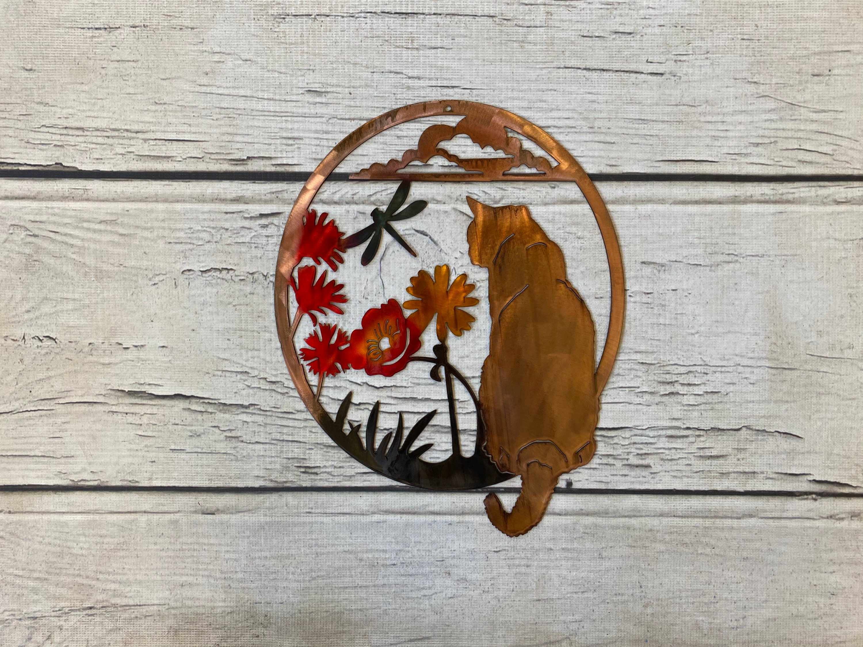 Cat in garden sign cat sign garden art | Etsy