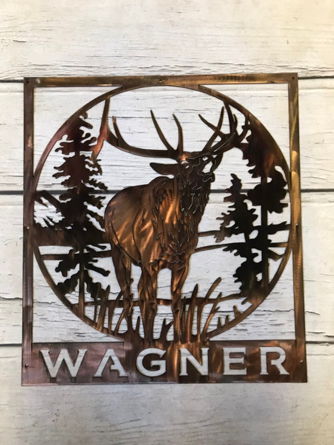 Personalized Metal Sign With Elk and Evergreens - Etsy