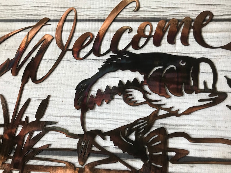 Welcome Fishing Custom Metal Name Sign | Etsy