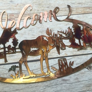 Welcome Moose Metal Sign - Etsy