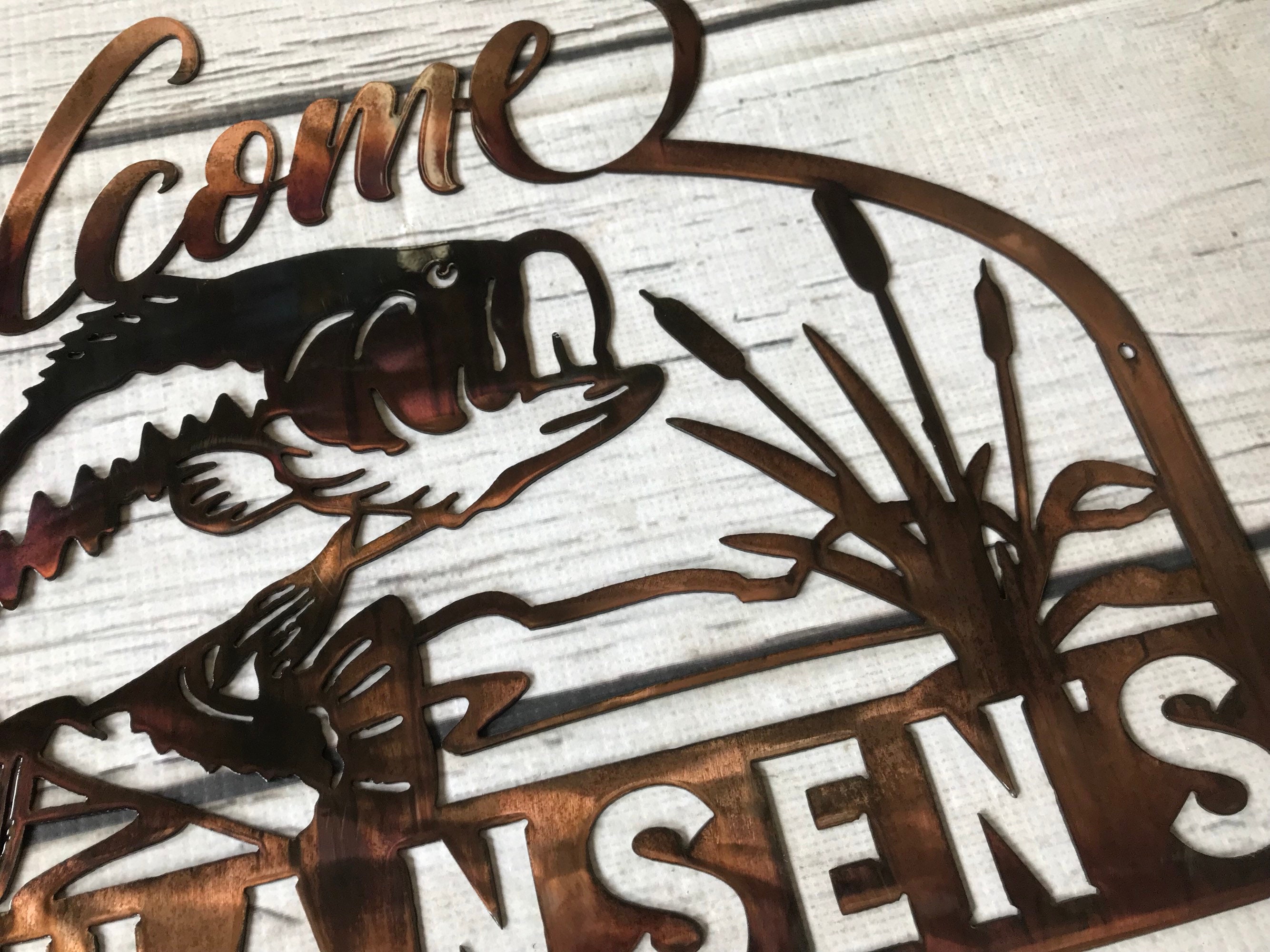 Welcome Fishing Custom Metal Name Sign | Etsy