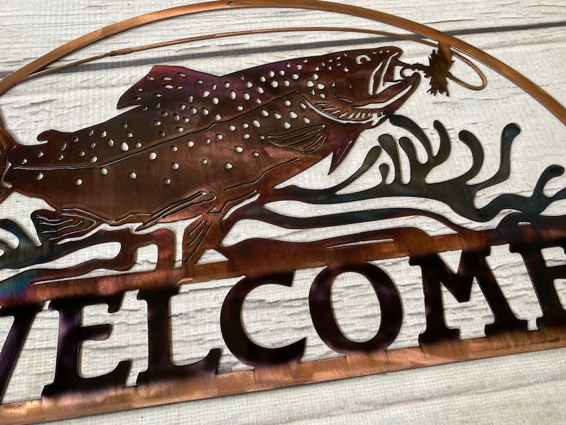 Salmon Welcome Metal Sign - Etsy