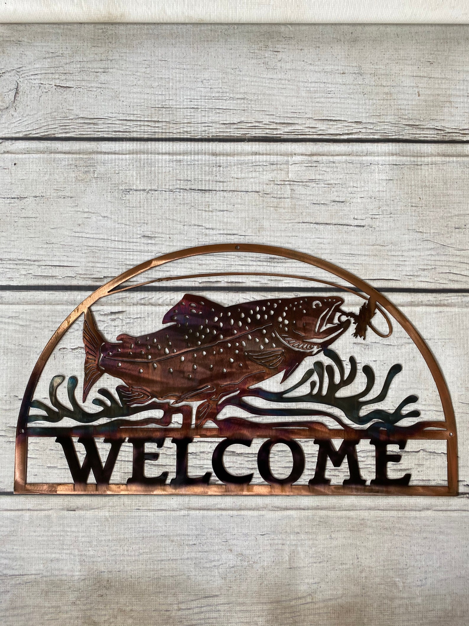 Salmon Welcome Metal Sign - Etsy