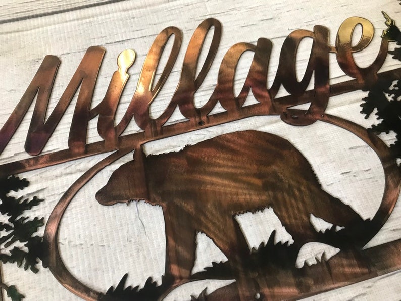 Personalized Nature Scene Bear Sign Tree Sign Custom Metal - Etsy