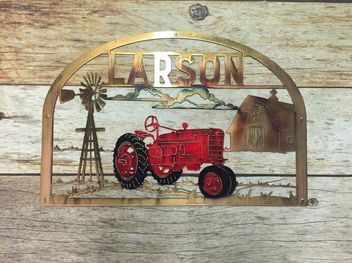 Personalized Farm Sign With Red Tractor Custom Farm Sign - Etsy