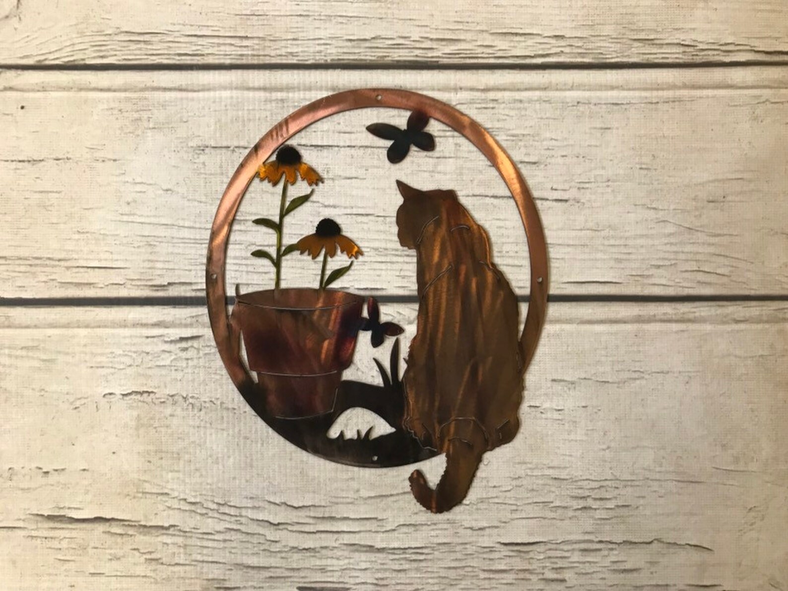 Cat Sitting in Garden Metal Sign Cat Sign Metal Cat Sign - Etsy