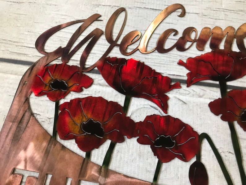 Personalized Welcome Sign Featuring Poppies - Etsy