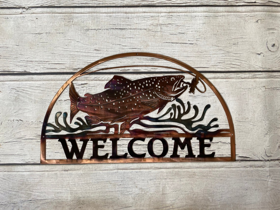 Salmon Welcome Metal Sign - Etsy