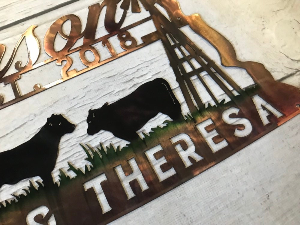 Personalized Name Sign, Nebraska Farm Scene, Custom Cattle Sign - Etsy