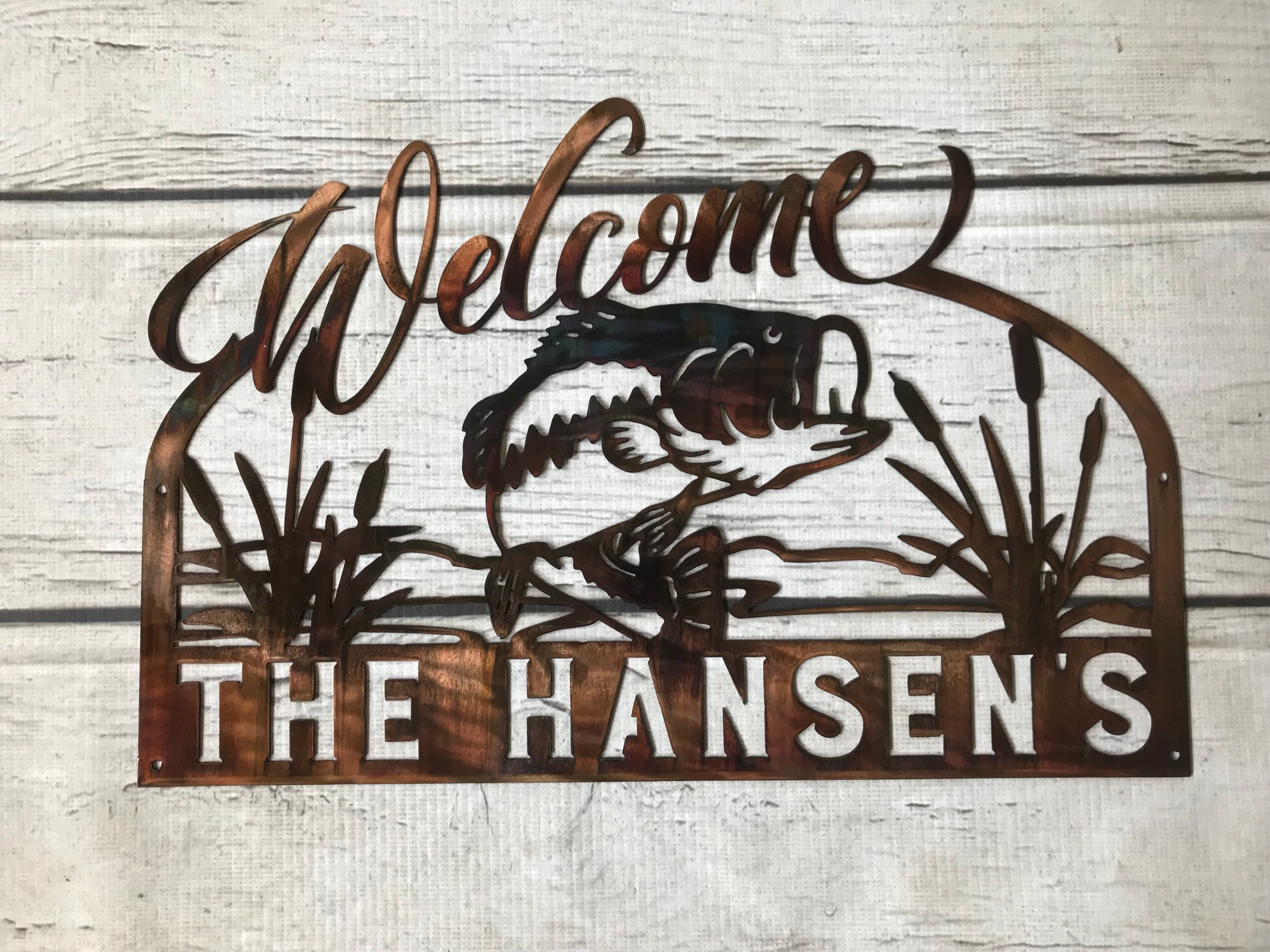 Welcome Fishing Custom Metal Name Sign | Etsy