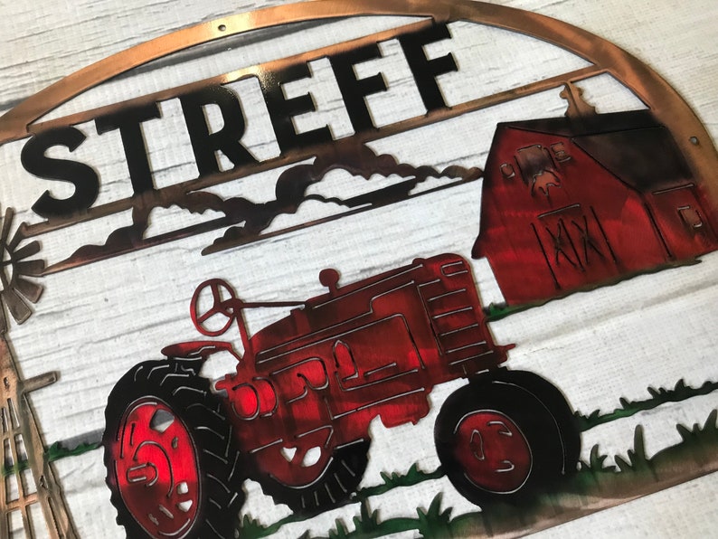Personalized Farm Sign With Red Tractor Custom Farm Sign - Etsy