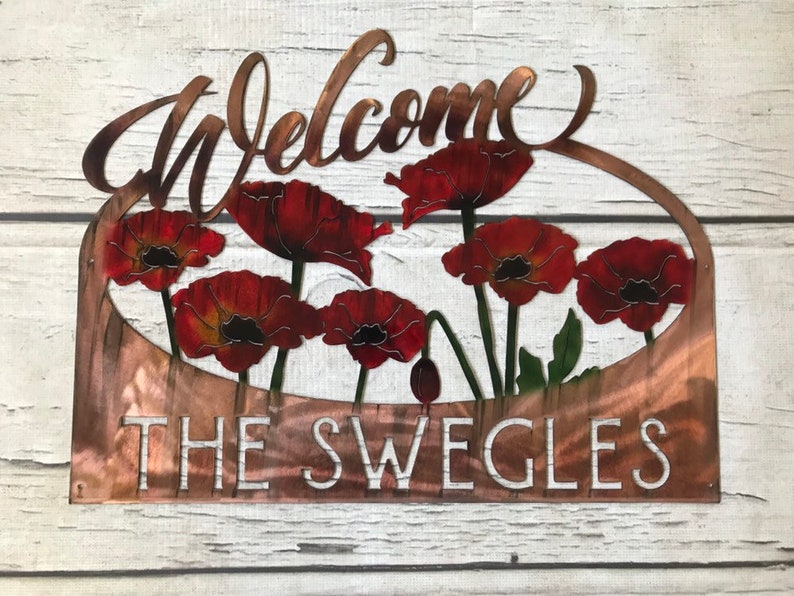 Personalized Welcome Sign Featuring Poppies - Etsy