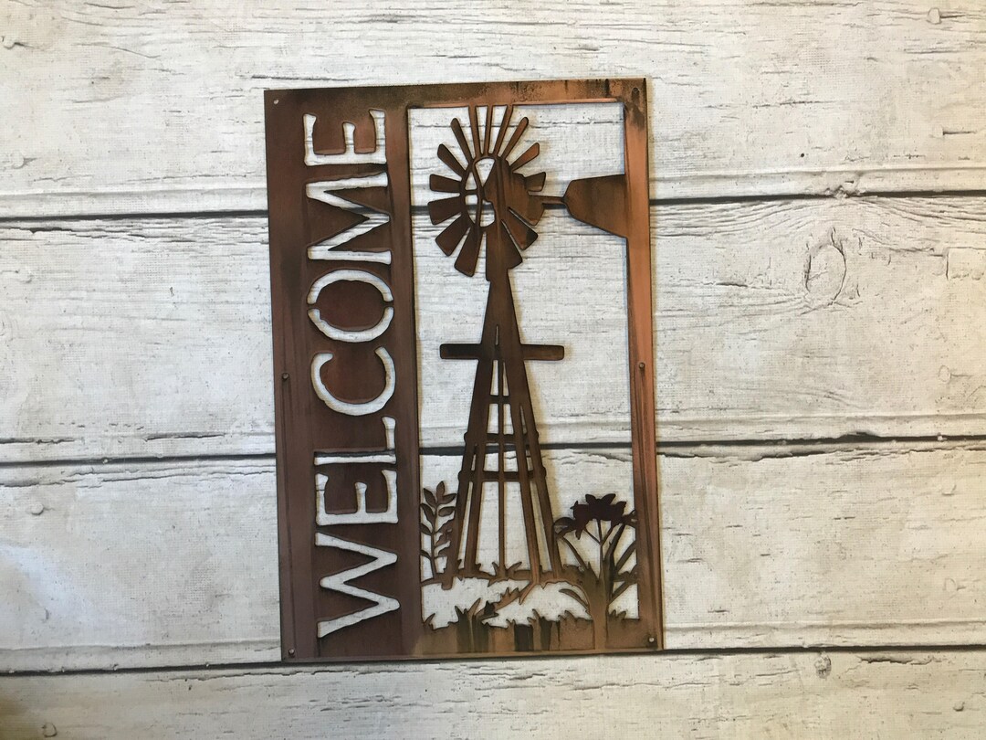 Welcome Windmill Metal Wall Decor, Farm Sign, Personalized Sign - Etsy
