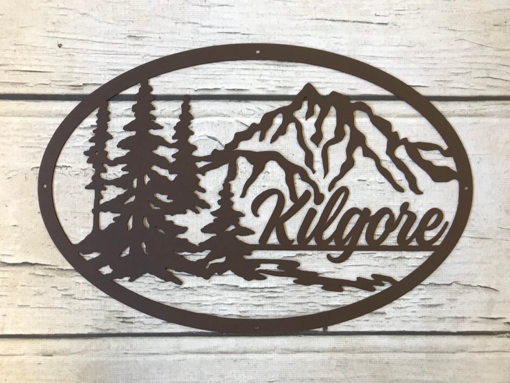 Mountains Trees Nature Scene With Name Metal Sign - Etsy