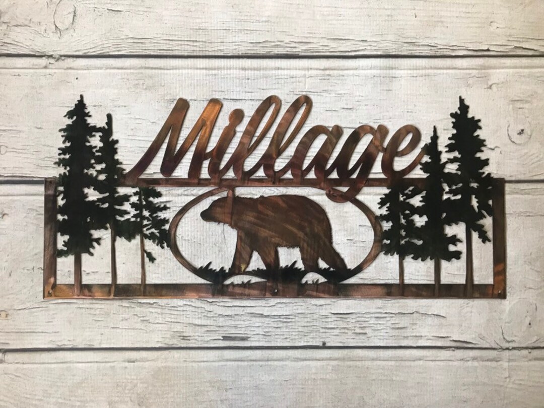 Personalized Nature Scene, Bear Sign, Tree Sign, Custom Metal Sign - Etsy