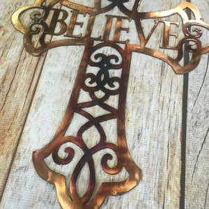 Believe Cross Ornate Design Metal Art Sign Decoration - Etsy