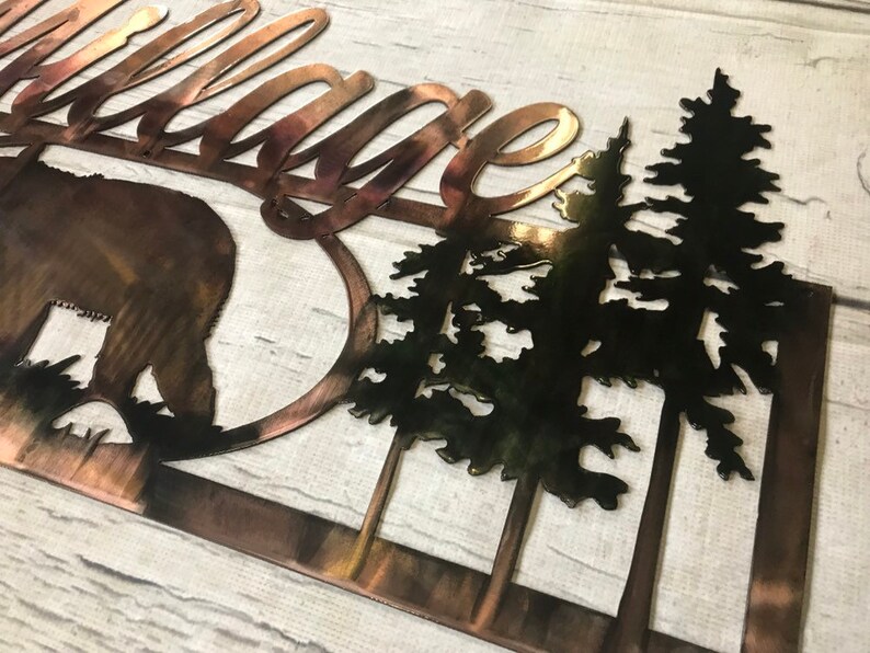 Personalized Nature Scene Bear Sign Tree Sign Custom Metal - Etsy