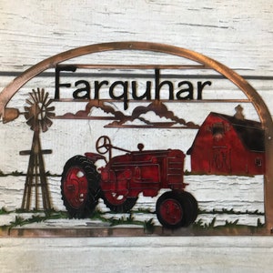 Personalized Farm Sign With Red Tractor, Custom Farm Sign, Personalized ...