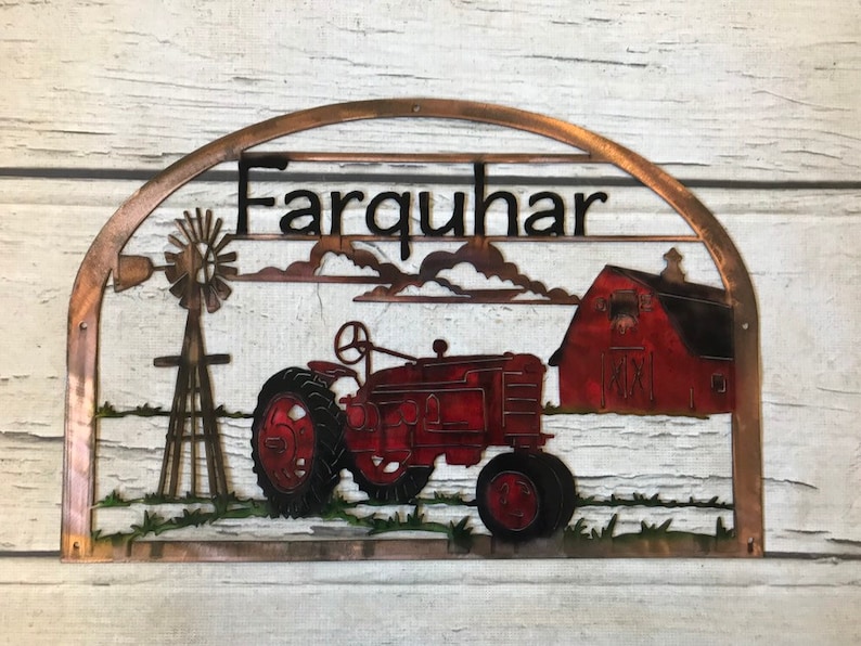 Personalized Farm Sign With Red Tractor, Custom Farm Sign, Personalized ...