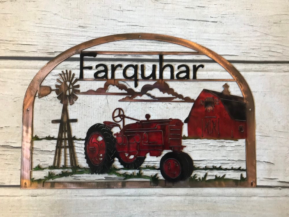 Personalized Farm Sign With Red Tractor, Custom Farm Sign, Personalized ...