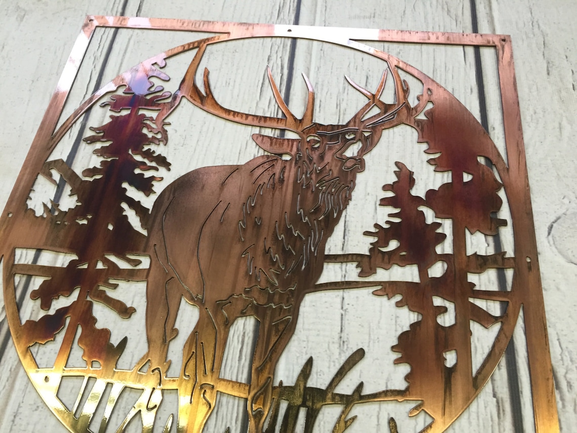 Personalized Metal Sign With Elk and Evergreens - Etsy